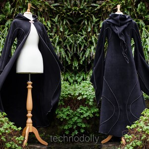 Floor Length Fleece Cloak: Gothic Witches Coat With Flared Sleeves - Etsy