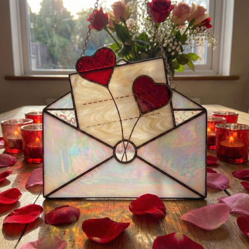 Stained Glass Love Letter Suncatcher, Personalized Envelope Gift ...