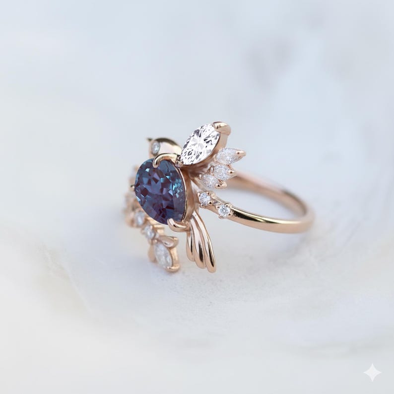Hummingbird Alexandrite Ring, Silver Bird Lover Engagement Ring - Etsy