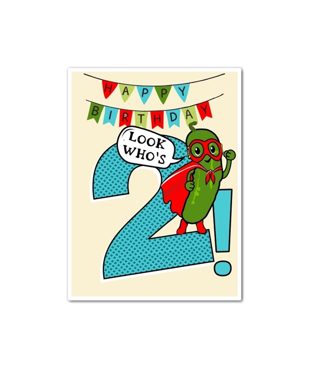 Cute Superhero Pickle Boy's 2nd Birthday Card Handmade "look Who's 2 ...