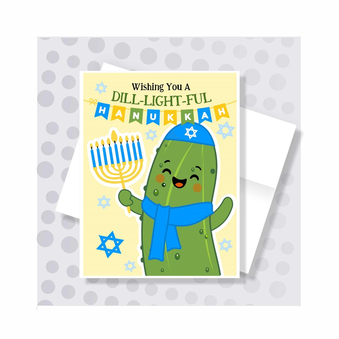 Lovable Pickle-themed Hanukkah Handmade Card "wishing You A Dill-light ...