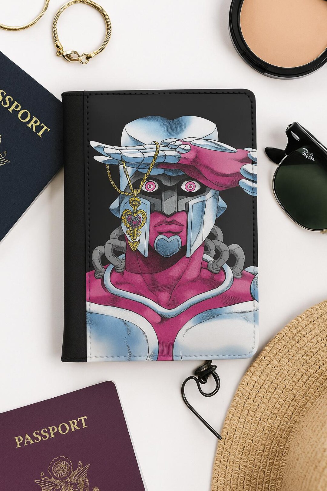 Anime Wallet Inspired by JJBA Crazy Diamond | Pink and Blue Stand ...