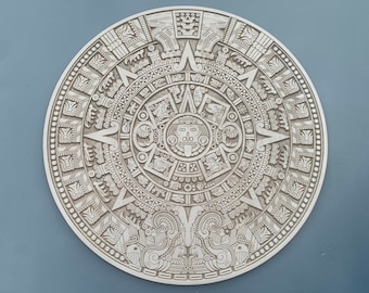 Aztec Calendar - Obsidian/stone Gray Finish - Wall Decor With Wire for ...