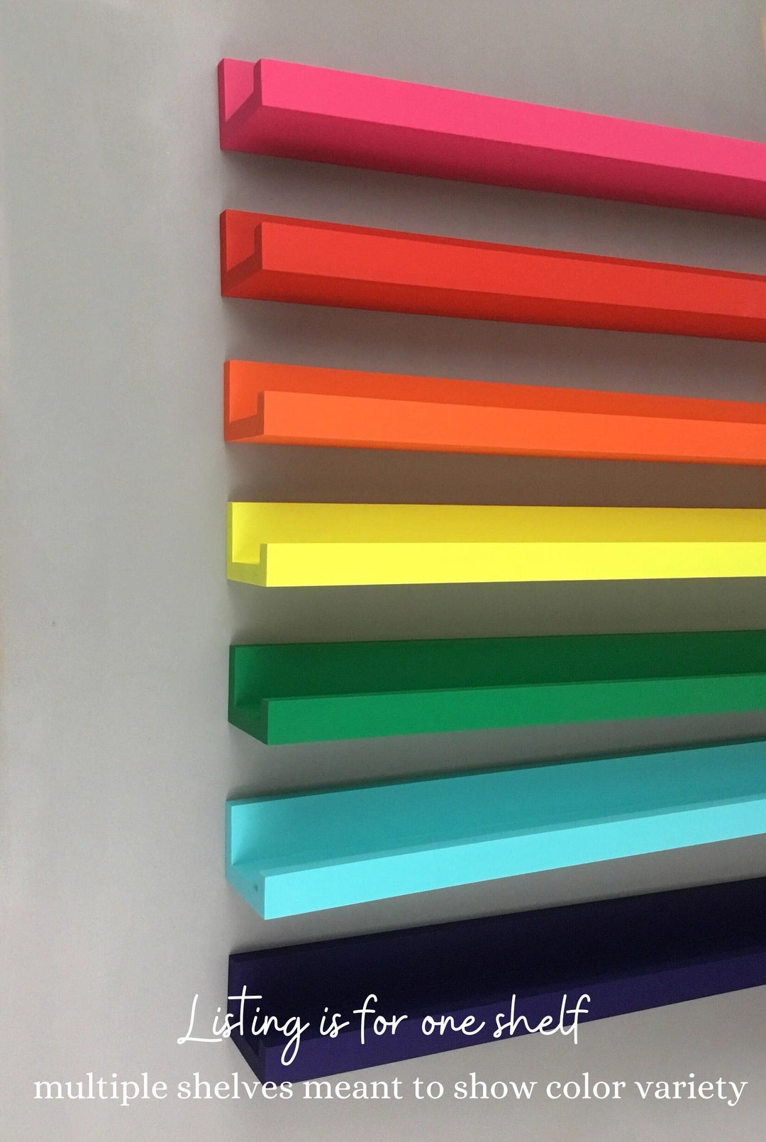 24 Customized Handmade Floating Wood Painted Wall Shelf, Choose Your ...