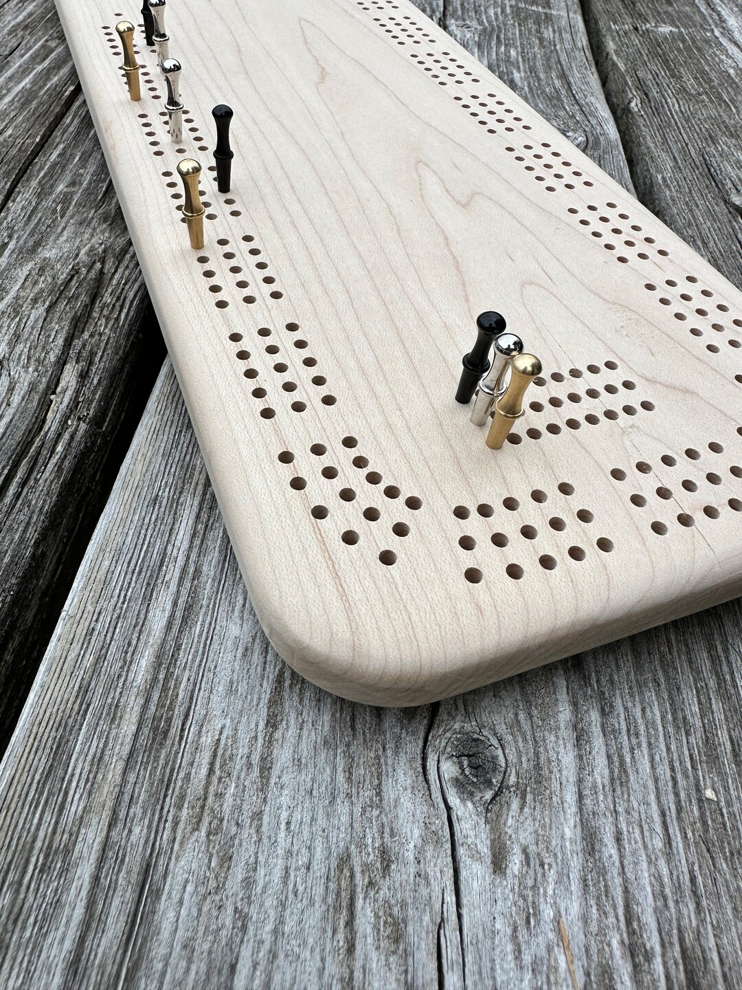 Solid Wood Cribbage Board With Metal Cribbage Pegs • Game Night ...