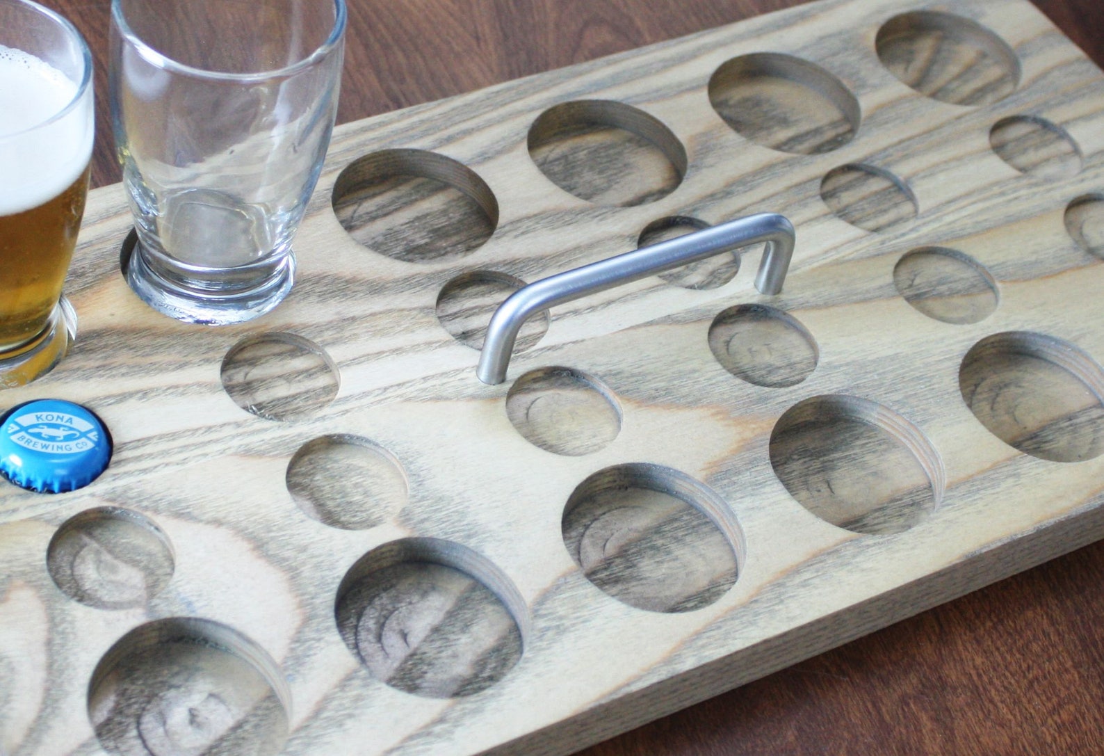 Handcrafted Beer Serving Board & Bottle Cap Holder with Metal | Etsy