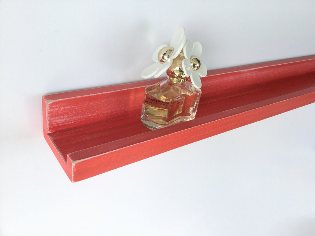18 Narrow Floating Ledge Shelf Red Shelf rustic Home Organizer Choose ...