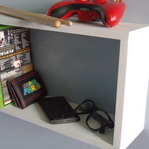 Floating Cube Shelf Book Shelf Painted Wood Cube Shelf | Etsy