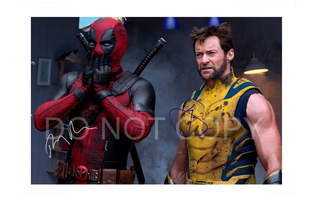 Deadpool & Wolverine Ryan Reynolds Hugh Jackman Autograph Photo RP 12x8 ...