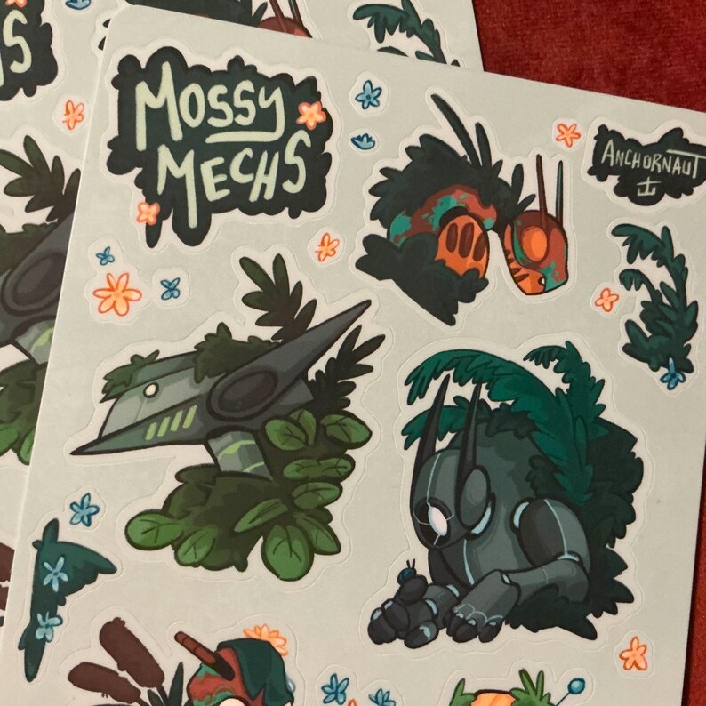 Mossy Mechs Waterproof Sticker Sheet - Etsy