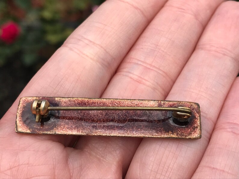 Enamel Brooch or Bar Pin Brown and Black ca. 1970s | Etsy