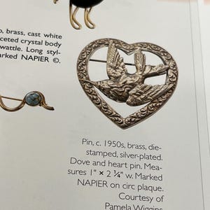 Napier Bird in Heart Brooch, Ca. 1950s - Etsy