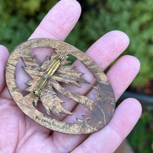 Carved Coconut Shell Brooch With Palm Tree, Made in Puerto Rico, Ca ...