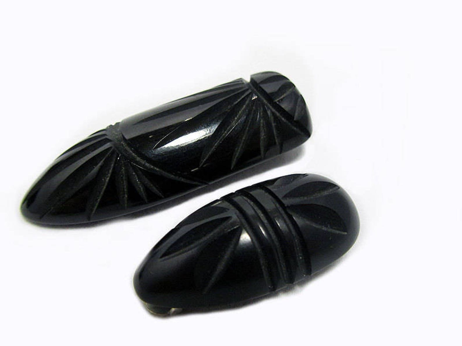 Black Bakelite Dress Clips Carved Set of 2 Bakelite | Etsy