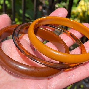 Mixed Vintage Plastic Bangle Stack in Shades of Brown - Includes ...