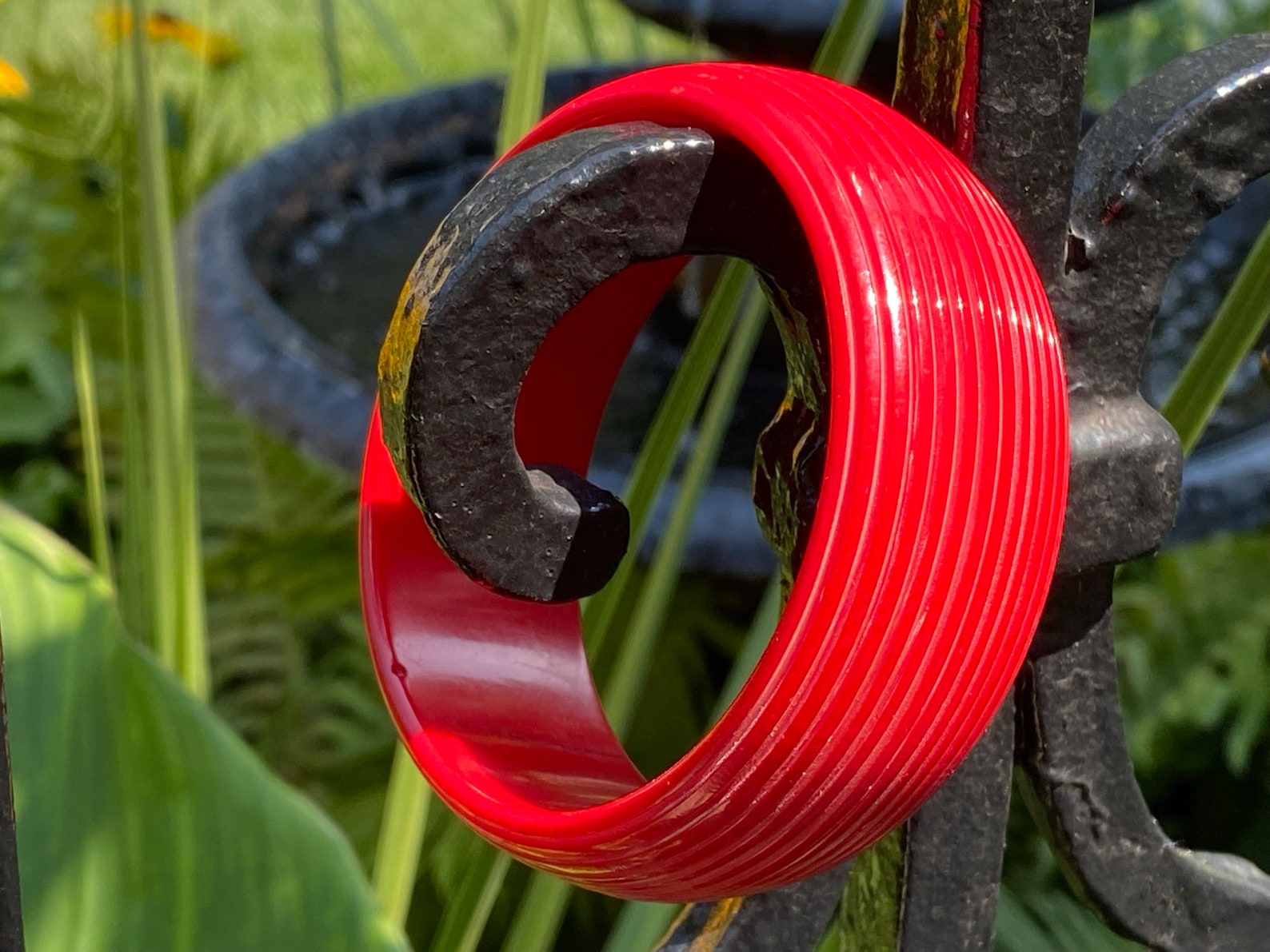 Vintage Cherry Red Groove Carved Plastic Bangle - Etsy