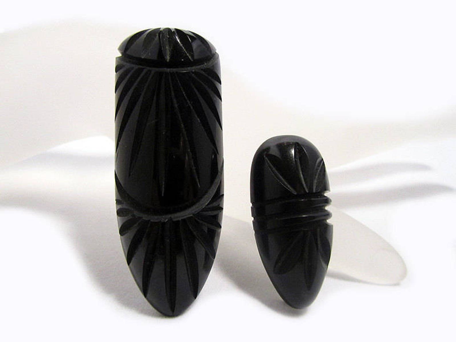 Black Bakelite Dress Clips Carved Set of 2 Bakelite | Etsy