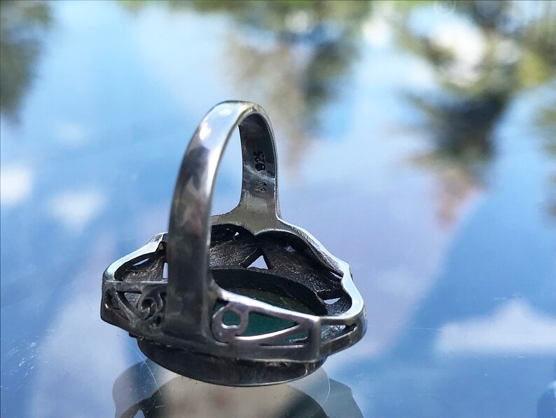 Sterling Ring With Green Stone and Marcasites, Size 5 1/2 - Etsy