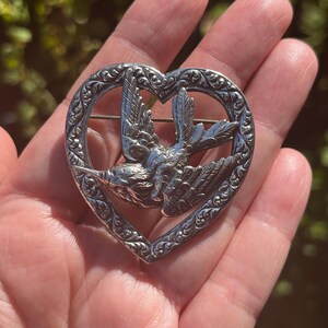 Napier Bird in Heart Brooch, Ca. 1950s - Etsy
