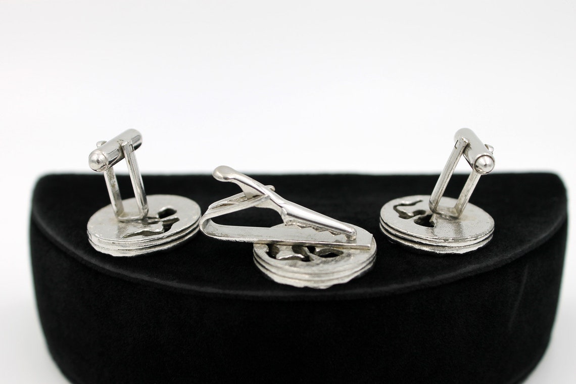 Fisherman Cuff Links and Tie Clasp Set, Fly Fishing, Men's Dress Set ...
