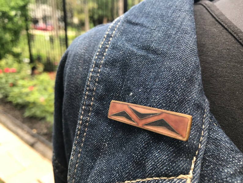 Enamel Brooch or Bar Pin Brown and Black ca. 1970s | Etsy