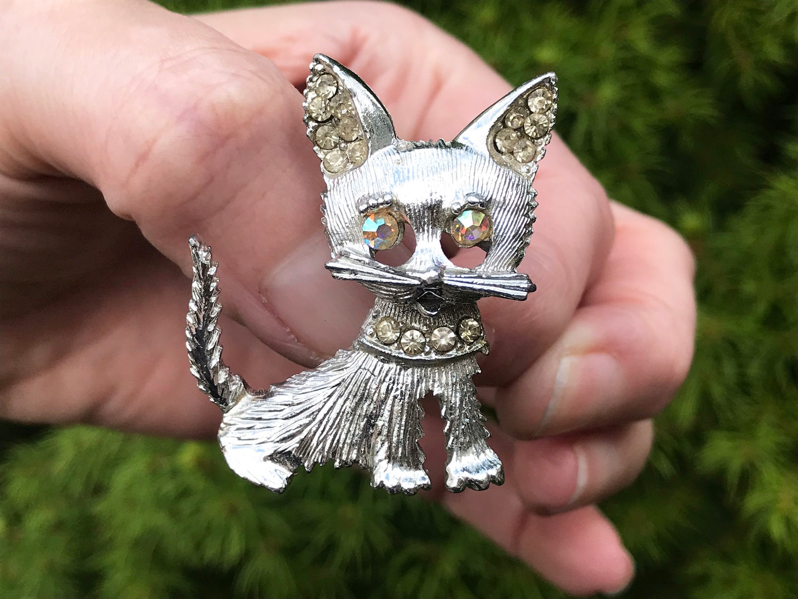 Vintage Cat Brooch with Rhinestones ca. 1960s | Etsy