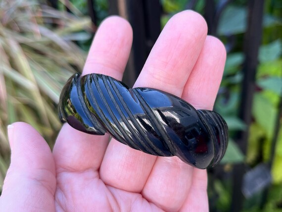 Rope Carved Black Bakelite Bangle, ca. 1930s - Gem