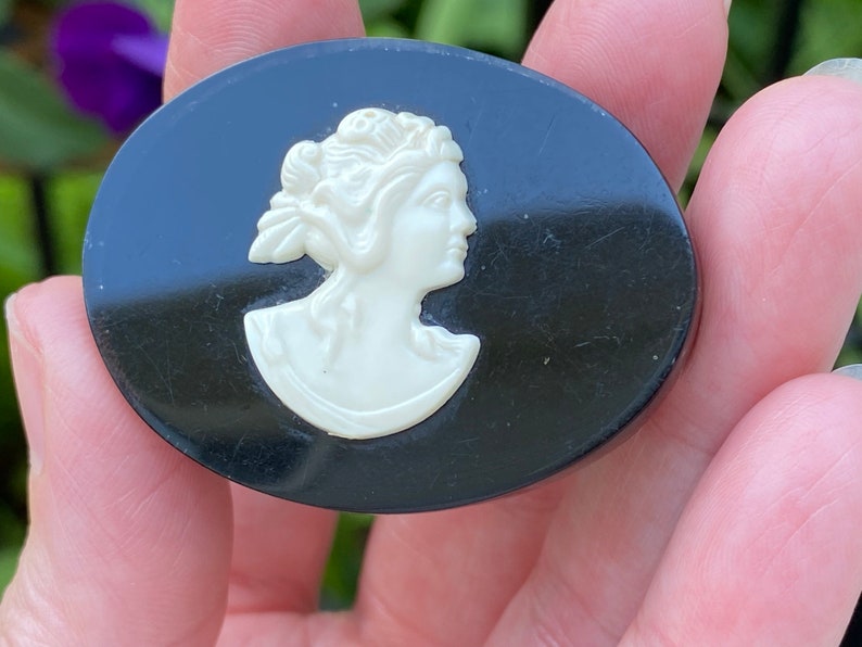 Laminated Lucite Brooch With Cameo Ca. 1960s | Etsy