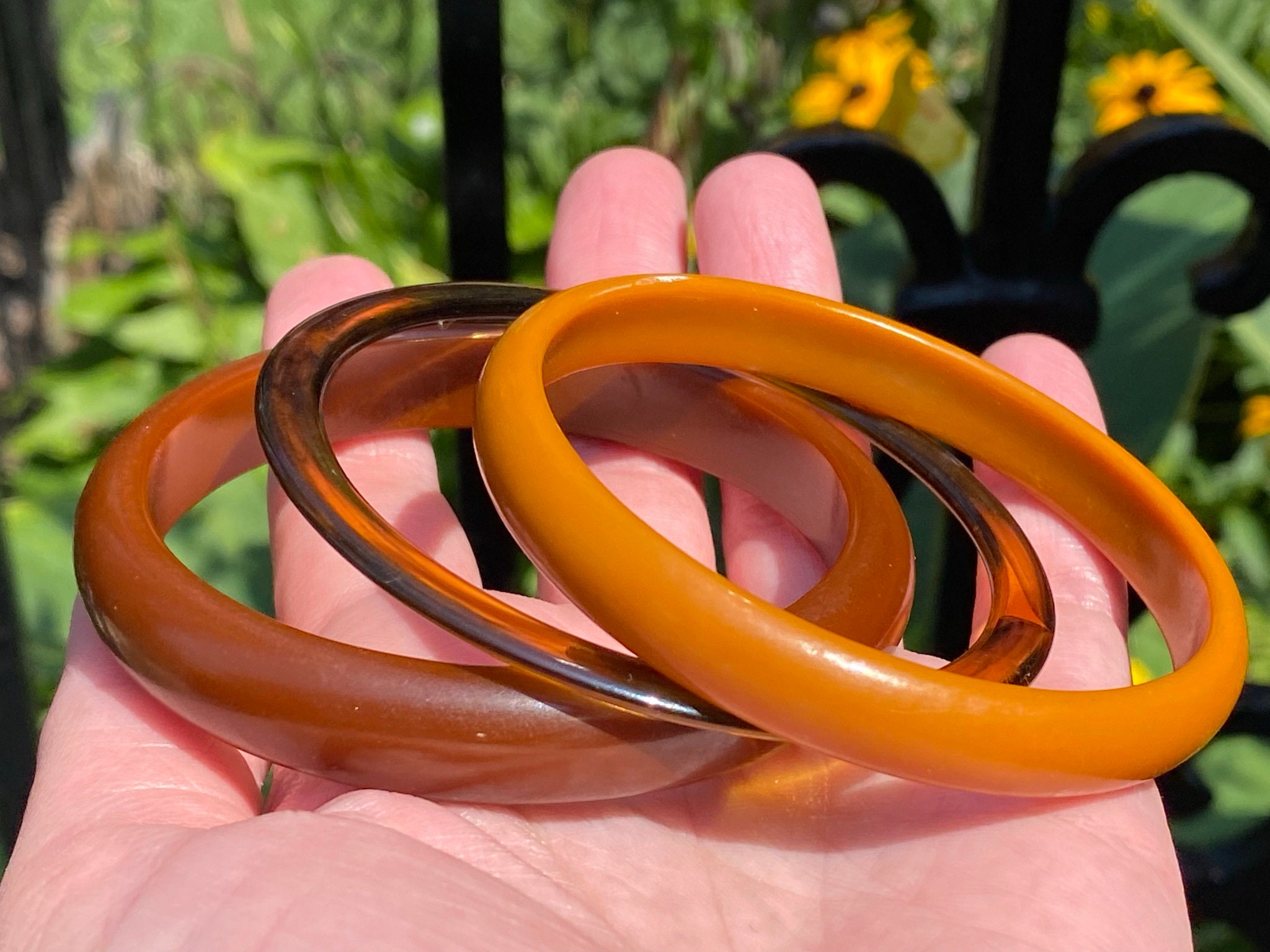 Mixed Vintage Plastic Bangle Stack in Shades of Brown - Includes ...
