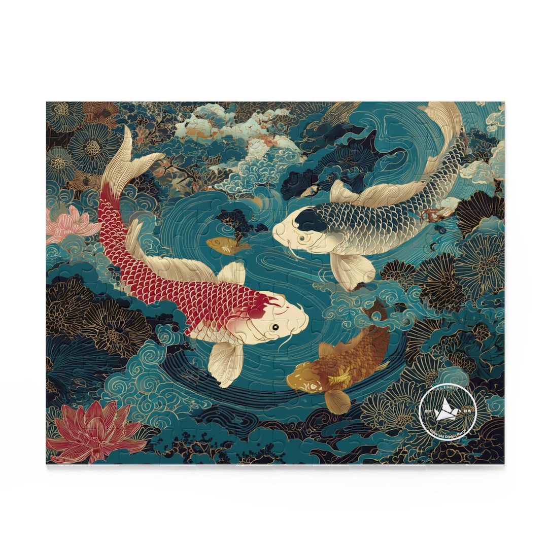 Ukiyo-e Koi Puzzle 120/252/500 Piece | Japanese Fish Art Puzzle - Etsy