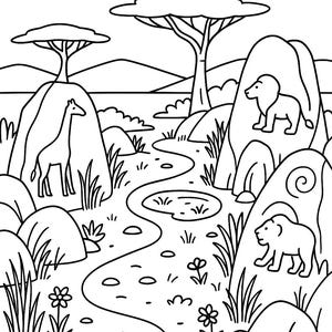 Safari Coloring | Safari Animal Coloring | Safari Kids Coloring | Bold ...