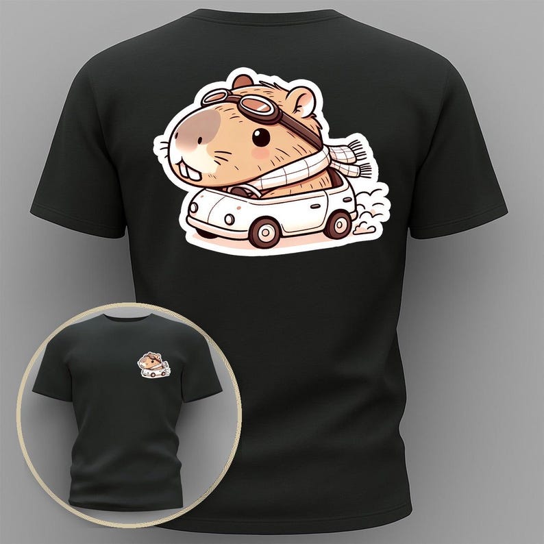 Capybara Capybara Driving A Car Sticker | Statement Graphic T-shirt ...