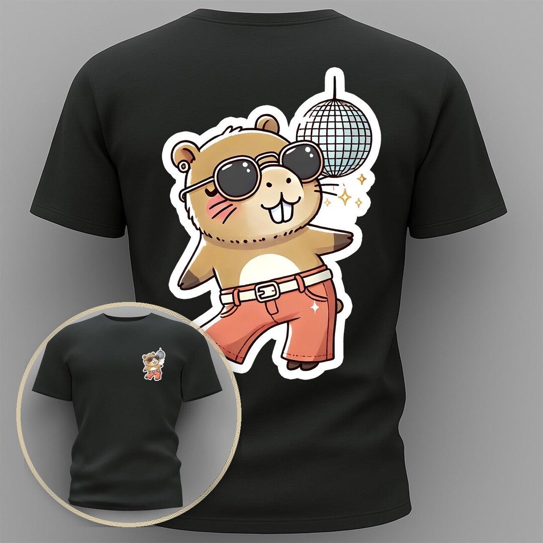 Capybara Dancing Disco Sticker Png3 | Statement Graphic T-shirt From ...