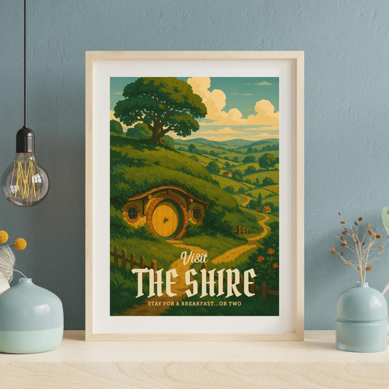 The Shire Poster | Lord of the Rings Travel Art - Etsy
