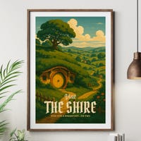 The Shire Travel Poster, Middle Earth Decor, Shire Wall Art, Middle ...