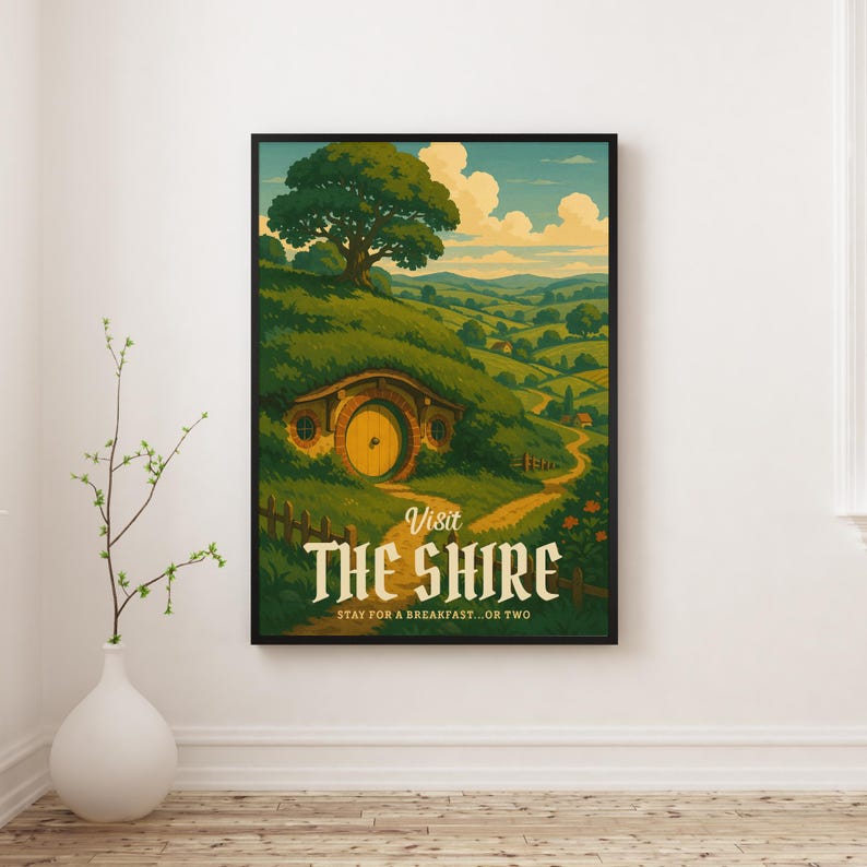 The Shire Poster | Lord of the Rings Travel Art - Etsy