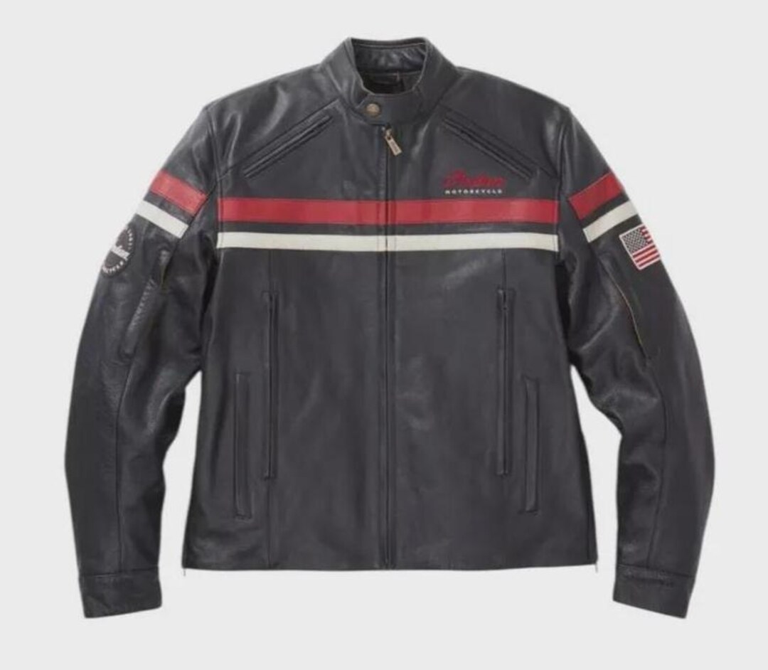 Indian Racing Biker Leather Jacket Indian Biker Racing Jacket Motorbike ...