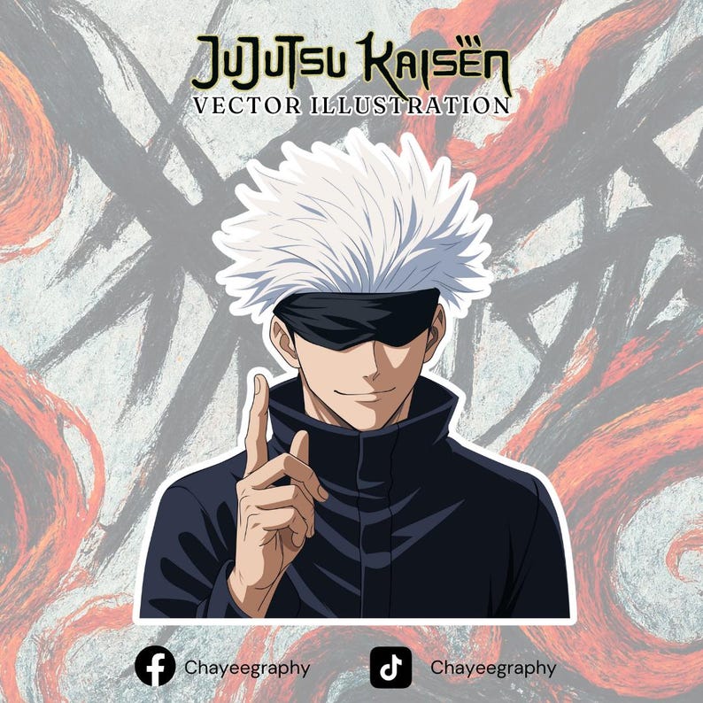 Satoru Gojo-inspired Hand Drawn Vector PNG - Set 1 | Jujutsu Kaisen ...
