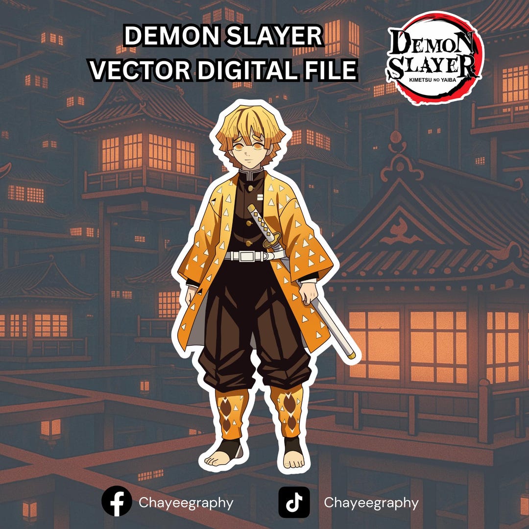 Zenitsu Agatsuma - Demon Slayer Hand Drawn Vector by Chayeegraphy - Etsy