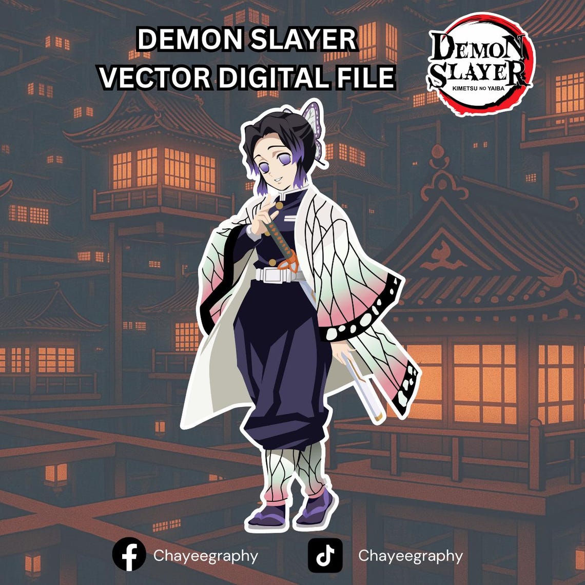 Shinobu Kochō - Demon Slayer Hand Drawn Vector by Chayeegraphy - Etsy