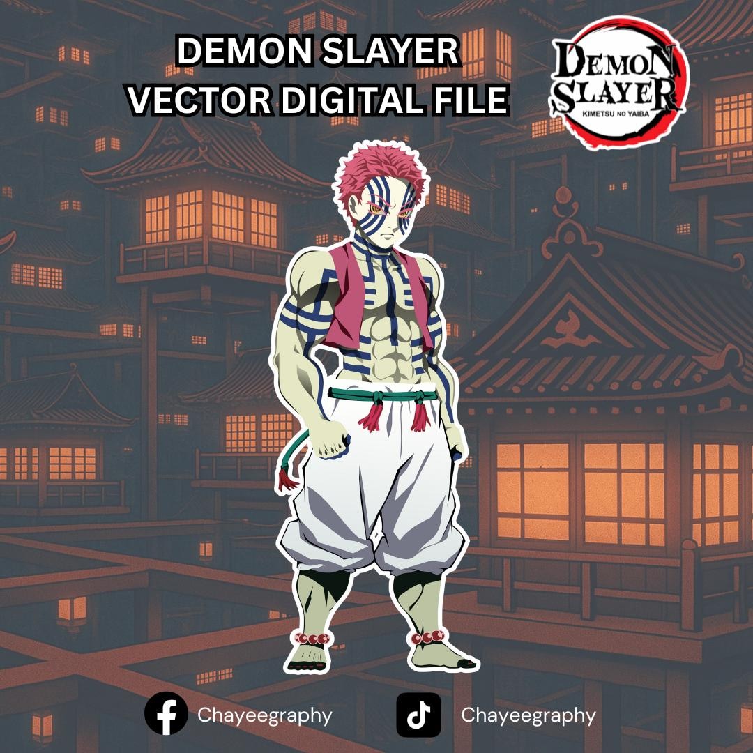 Akaza - Demon Slayer Hand Drawn Vector by Chayeegraphy - Etsy