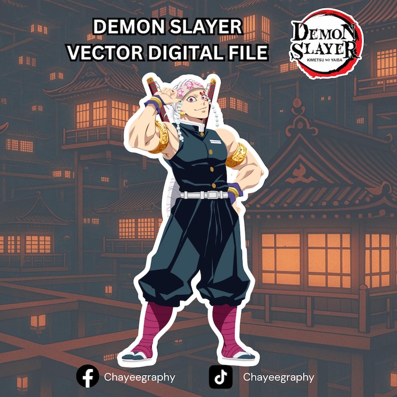 Tengen Uzui - Demon Slayer Hand Drawn Vector by Chayeegraphy - Etsy