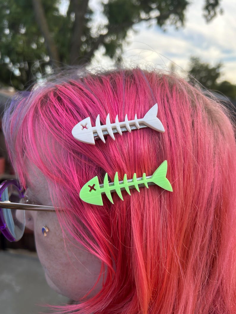Fish Bone Hair Clips | Set of Two Skeleton Punk Alternative Goth ...