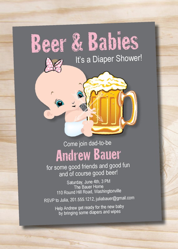 MAN SHOWER Beer And Babies Diaper Party Invitation Printable Digital 