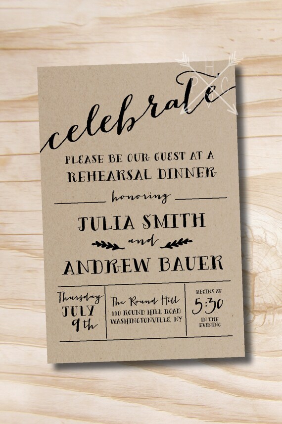 Celebrate Rustic Rehearsal Dinner Invitation - Printable digital file ...
