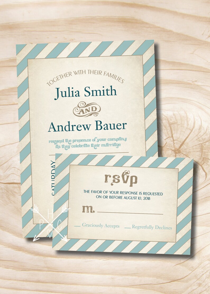 Rustic Poster Style Wedding Invitations and Response Card - Etsy