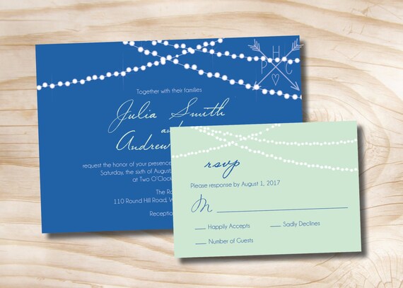 STRING OF LIGHTS Wedding Invitation/Response Card Invitation Suite by ...