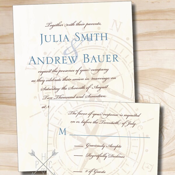 Compass Invitation - Etsy