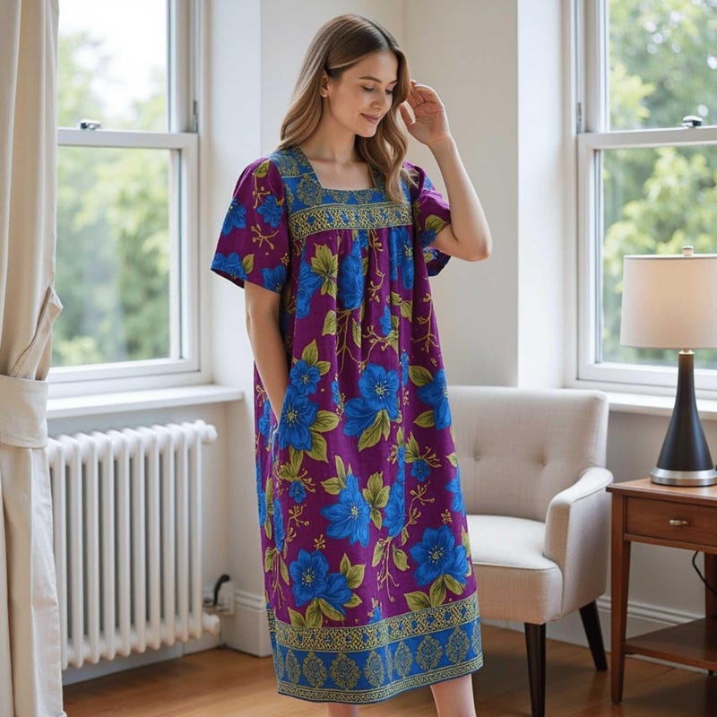 Purple Square Neck Dress - Etsy