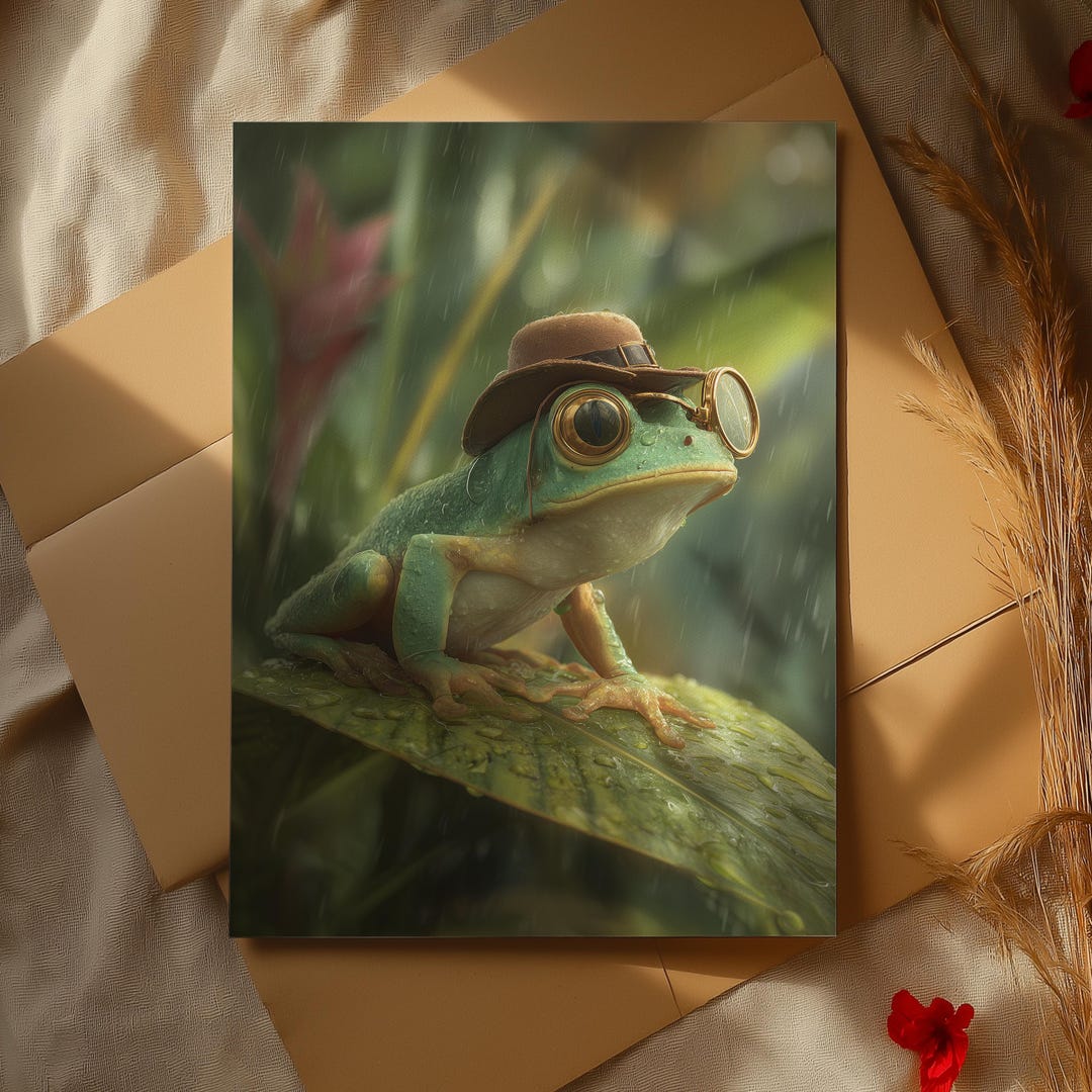 Explorer Frog Poster – Tree Frog Art Print, Jungle Rain Wall Decor ...